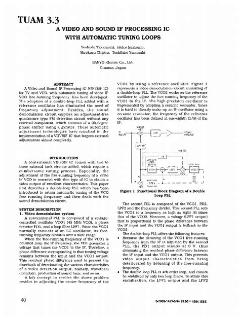A Video And Sound If Processing Ic With Automatic Tuning Loops Ieee Conference Publication