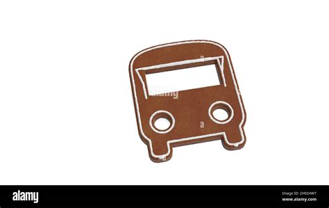 3d Rendering Of Gingerbread Cookie In Shape Of Symbol Of Bus From Front