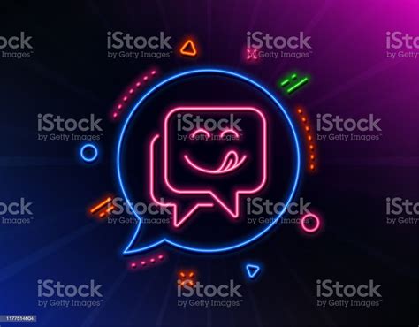 맛있는 미소 라인 아이콘입니다 혀 기호와 이모티콘입니다 음성 거품 벡터 고급에 대한 스톡 벡터 아트 및 기타 이미지 고급 기포 네온 Istock