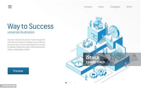 성공의 길 열린 사무실 공간에서 비즈니스 사람들이 팀워크 현대 마케팅 전략 아이소메트릭 라인 일러스트레이션 재정 계획 회의 아이콘 성장 단계 인포그래픽 개념입니다 등측투영법