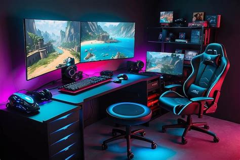 HighTech Gaming Setup Premium AI Generated Image