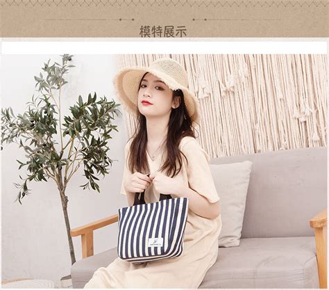 简约百搭条纹帆布包女手提包休闲女式手拎包帆布小包时尚女包布袋 阿里巴巴