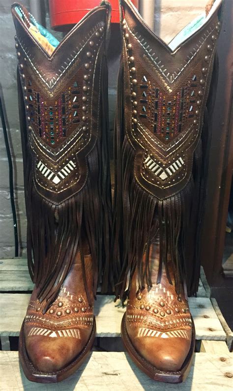 Corral Tall Fringe Snip Toe Boots Wswarovski Crystals C2929 Fashion