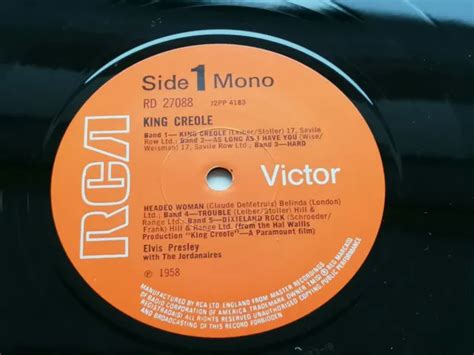Elvis Presley Uk Lp King Creole 1969 Presse Kleines Orange Mono Etikett