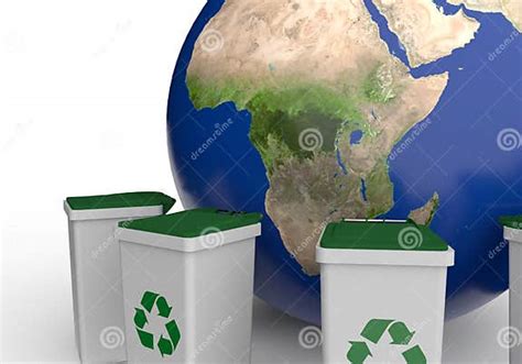Conceito De Reciclagem De Resíduos Com O Planeta Terra E Latas De Lixo