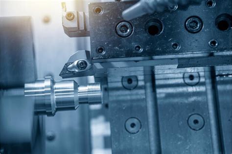 premium photo the cnc lathe or turning machine cutting the thread at