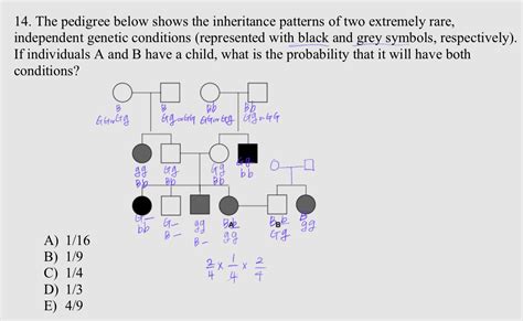 The Pedigree Below Shows The Inheritance Patterns Of Two Extremely