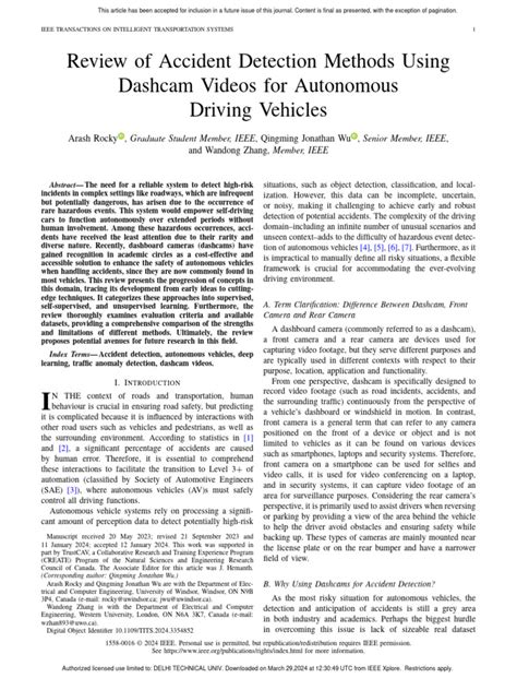 Review Of Accident Detection Methods Using Dashcam Videos For