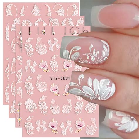 Blatt D Nagelsticker Frühling Blume Nagelaufkleber D Stereoskopisch Selbstklebend Nail Art