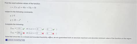 Solved Find The Exact Extreme Values Of The