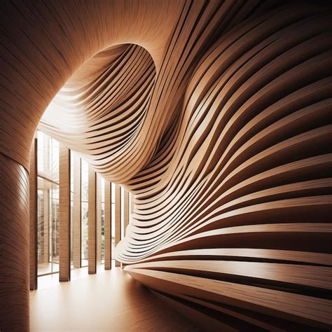 Premium Ai Image Wooden Abstract Architectural Forms Futuristic