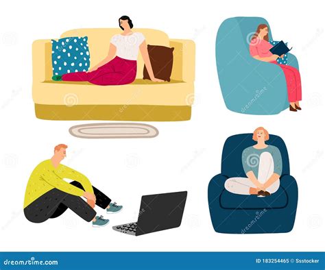 Gente descansando en casa ilustración del vector Ilustración de