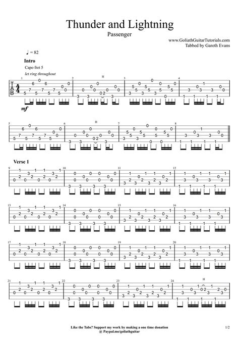 Passenger Thunder And Lightning By Goliath Guitar Tutorials Лист