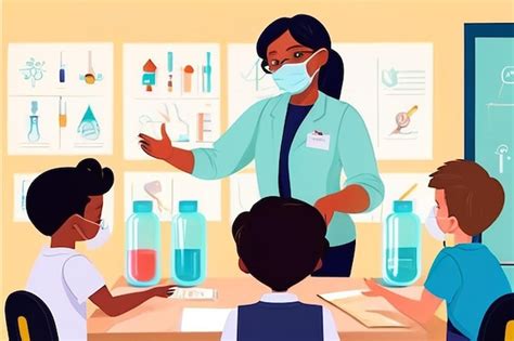 Premium Photo Teacher Discussing Safety Protocols Vector Flat Style Illustration