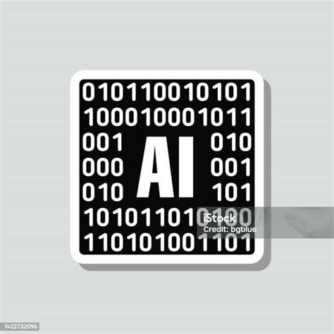 바이너리 코드가 있는 인공 지능 Ai 회색 배경에 아이콘 스티커 0에 대한 스톡 벡터 아트 및 기타 이미지 0 1 3차원 형태 Istock