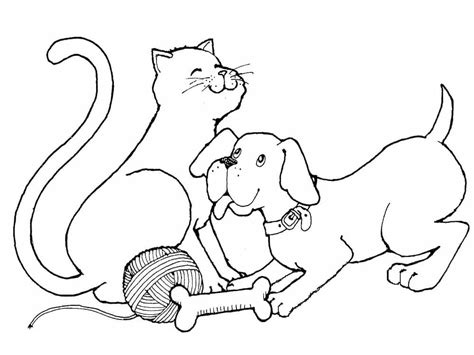 Coloriage Chien Et Chat Heureux Télécharger Et Imprimer Gratuit Sur