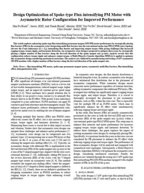 Design Optimization Of Spoke Type Flux Intensifying Pm Motor With Asymmetric Rotor Configuration