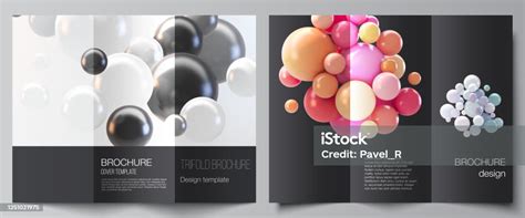 트리폴드 브로셔 전단지 레이아웃 책 디자인 브로셔 커버 광고용 커버 디자인 템플릿의 벡터 레이아웃 다채로운 3d 구체 광택 거품 공과 추상적 인 미래 배경 0명에 대한 스톡