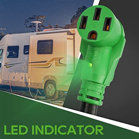 Rvguard 30 Amp To 50 Amp Rv Cord Adapter 12 Inch With Led Indicator