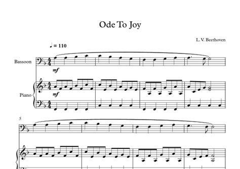 Ode To Joy Ludwig Van Beethoven Bassoon Piano Sheet Music