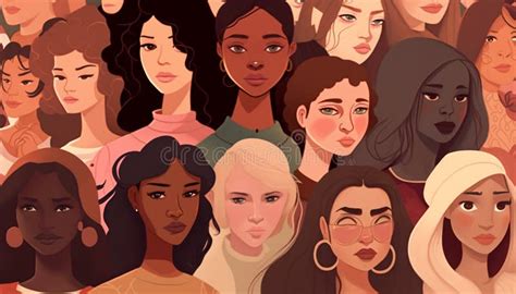Pattern Women Different Nationalities And Cultures Illustration