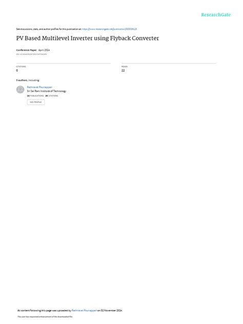 Pv Based Multilevel Inverter Using Flyback Converter Pdf Power Inverter Photovoltaics