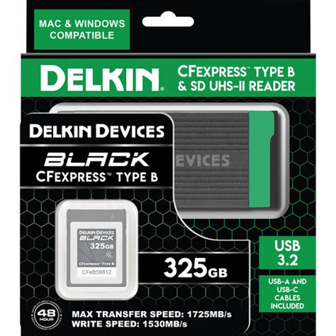 Delkin Devices 325GB BLACK CFexpress Type B Memory DCFXB325R56