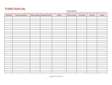 Free Printable Project Issue Log Template Excel