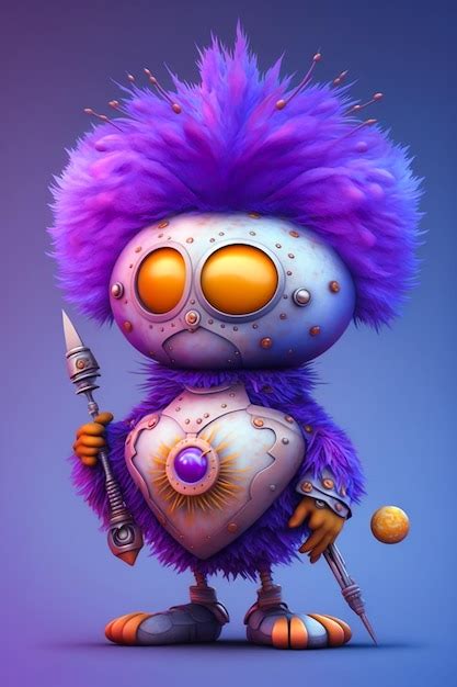 Premium Ai Image A Purple Robot With Purple Eyes And A Purple Head