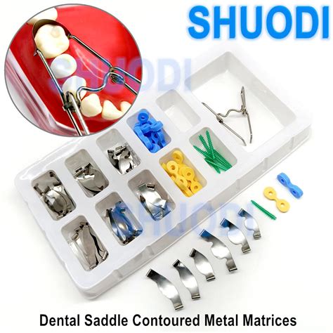 Dental Saddle Contoured Metal Matrices Matrix Set Universal Kit With Spring Clip Dental Matrix