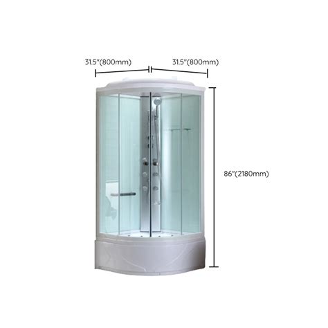 Round Tempered Glass Shower Stall Easy Clean Glass Shower Stall Clearhalo