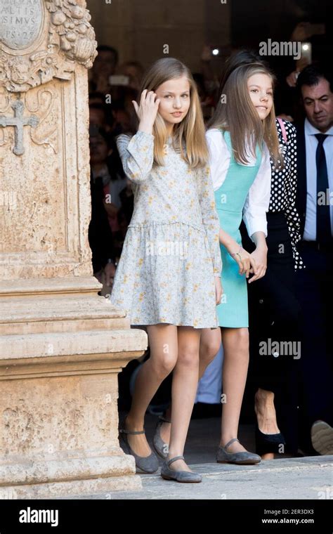 Crown Princess Leonor And Infanta Sofia During The Easter Mass At