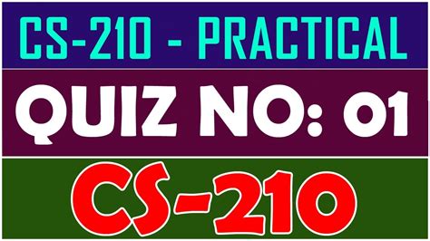 Cs201p Introduction To Programming Practical Quiz No 1 By Anjam Hussain Youtube
