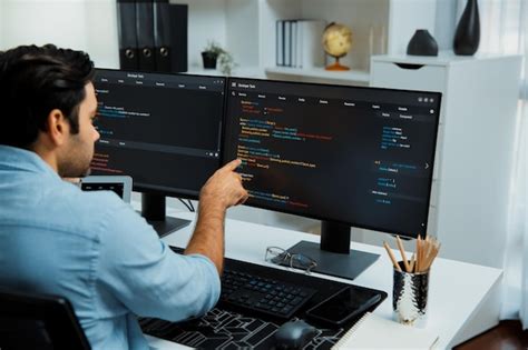 premium photo concentrating in smart it developer working coding on