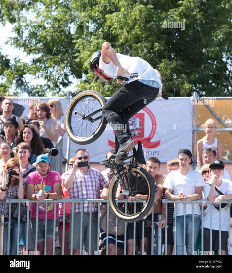 Moscow Russia July Alexander Nikulin Russia In Bmx Competitions During Adrenalin Games