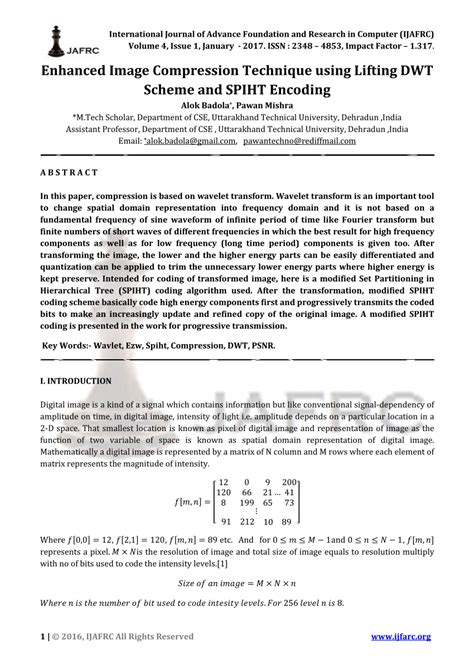 Pdf Enhanced Image Compression Technique Using Lifting Dwt Scheme And
