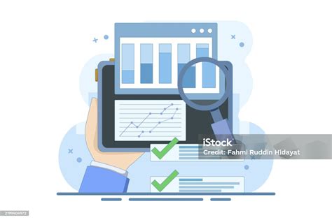 감사 및 성공 알림 온라인 분석 기술 그래프 아이디어 또는 인터넷 통계가 있는 컴퓨터 또는 Pc의 판매 데이터 성장 그래프 분석 보고서 개념 평면 만화 벡터입니다 경영자에