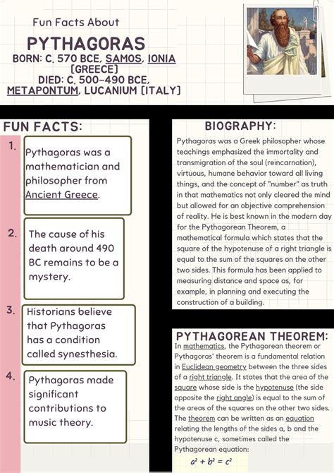 Fun Facts About Pythagoras Pythagoras Was A Greek Philosopher Whose