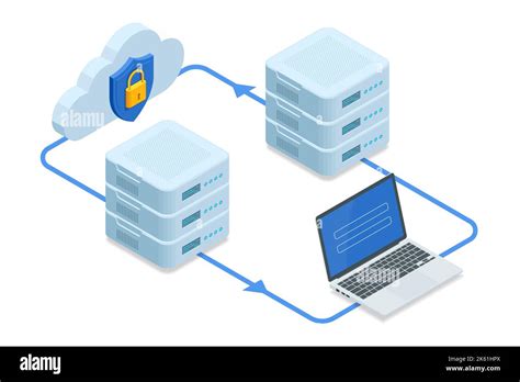 Isometric Modern Cloud Technology And Networking Big Data Flow