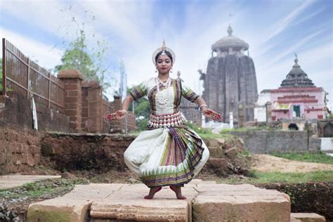 Dancer Wears Traditional Costume And Performs Odissi Dance At Lingaraj