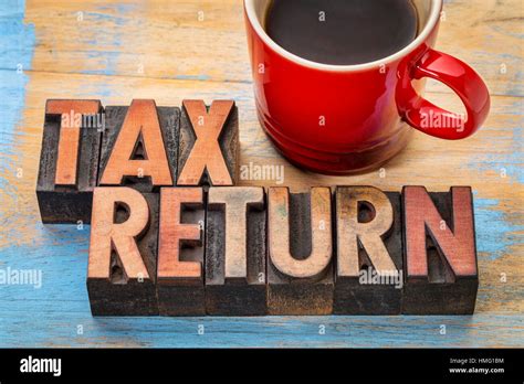Tax Return Word Abstract In Vintage Letterpress Printing Blocks With
