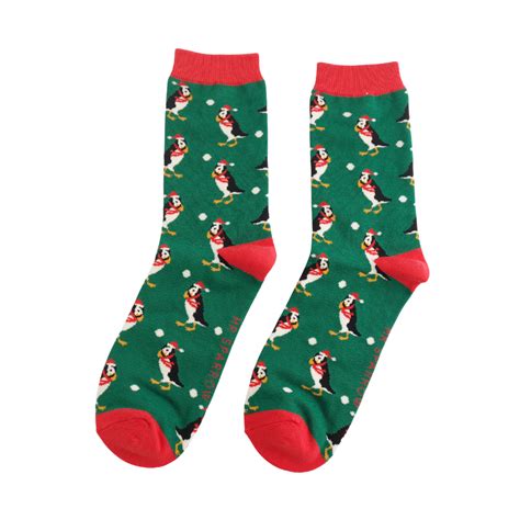 Mr Sparrow Xmas Puffins Dark Green Miss Sparrow
