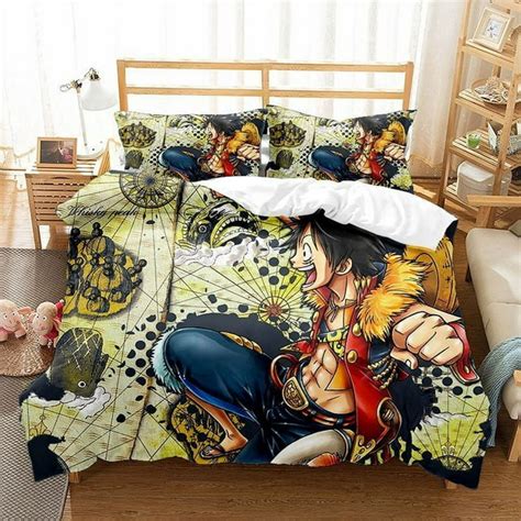 One Piece Anime Bed Duvet Cover Set Anime Comforter Cover Set Soft