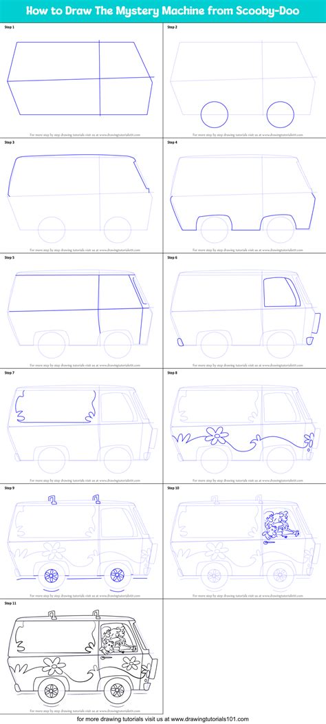How To Draw The Mystery Machine From Scooby Doo Scooby Doo Step By