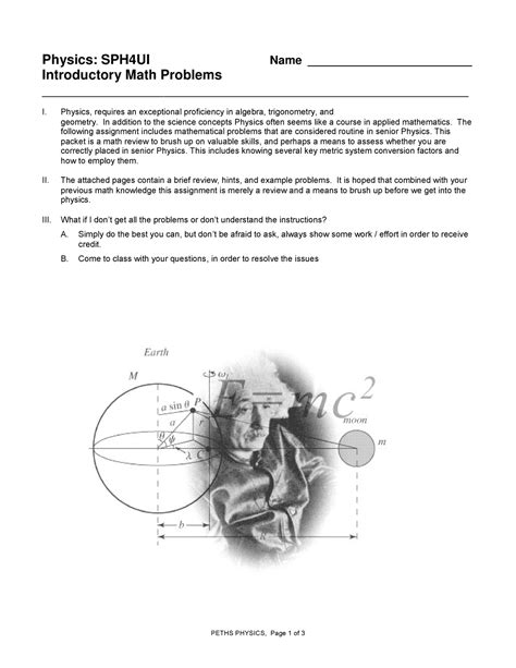 Unit 1 Introductory Assignment Physics Sph4ui Name