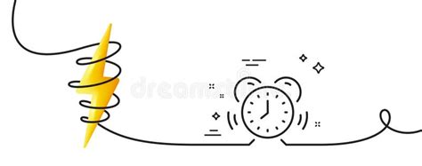 Time Management Line Icon Alarm Clock Sign Watch Continuous Line With Curl Vector Stock