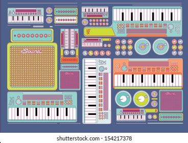 Vector Set Colorful Synthesizer Keys Knobs Stock Vector Royalty Free Shutterstock
