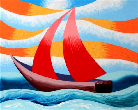 Daily Painters Abstract Gallery Mark Webster Red Sailboat Abstract