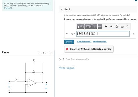 Solved An Op Based Low Pass Filter With A Cutoff Chegg Com