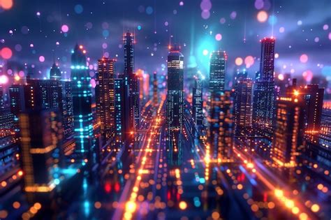 Premium Photo A Vibrant City Skyline Illuminated Against The Nig